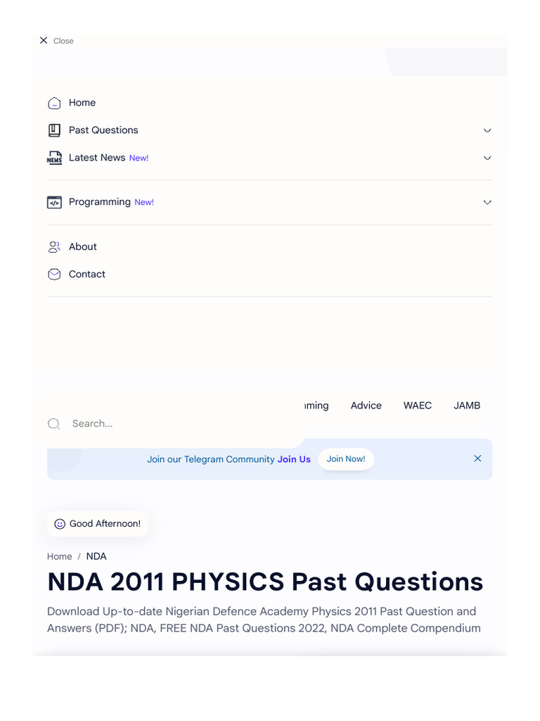 NDA 2011 PHYSICS Past Questions - PrepsNG Tutorials | PDF | Waves ...