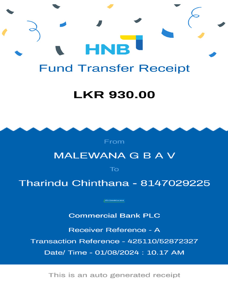 HNB DL Receipt 20240801 102011 | PDF