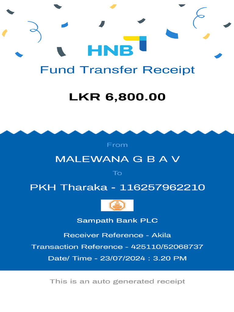 HNB DL Receipt 20240723 152229 | PDF