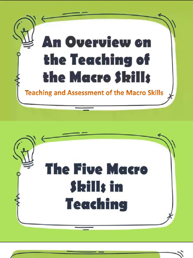 An Overview of the Teaching and Assessment of Macro-Skills | PDF | Linguistics | Human Communication