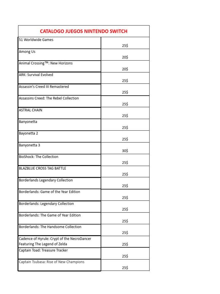 Catalogo Nintendo Switch | PDF | Mario | Pokémon