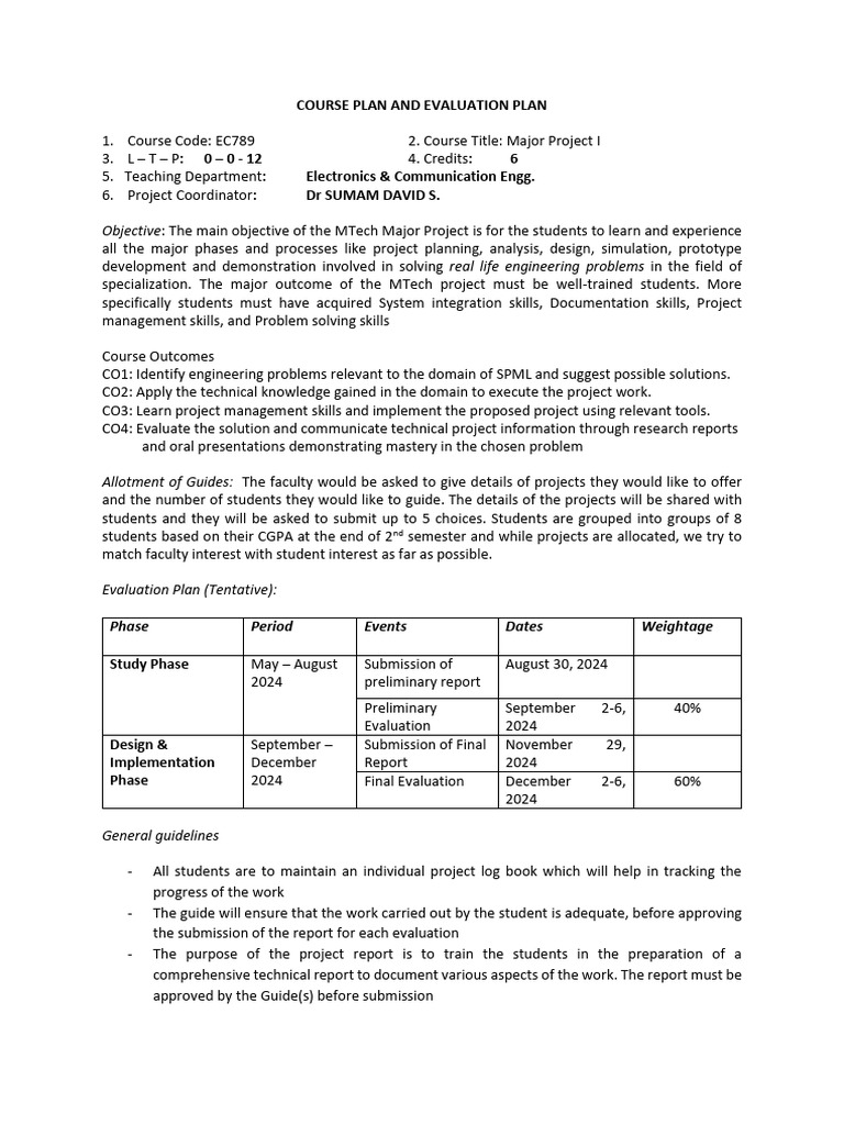 EC789 Course - Eval Plan | PDF | Engineering | Evaluation