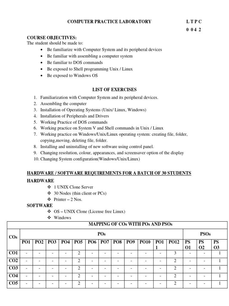 COMPUTER PRACTICE LABORATORY SEM 1-Edited | PDF | Operating System | Linux
