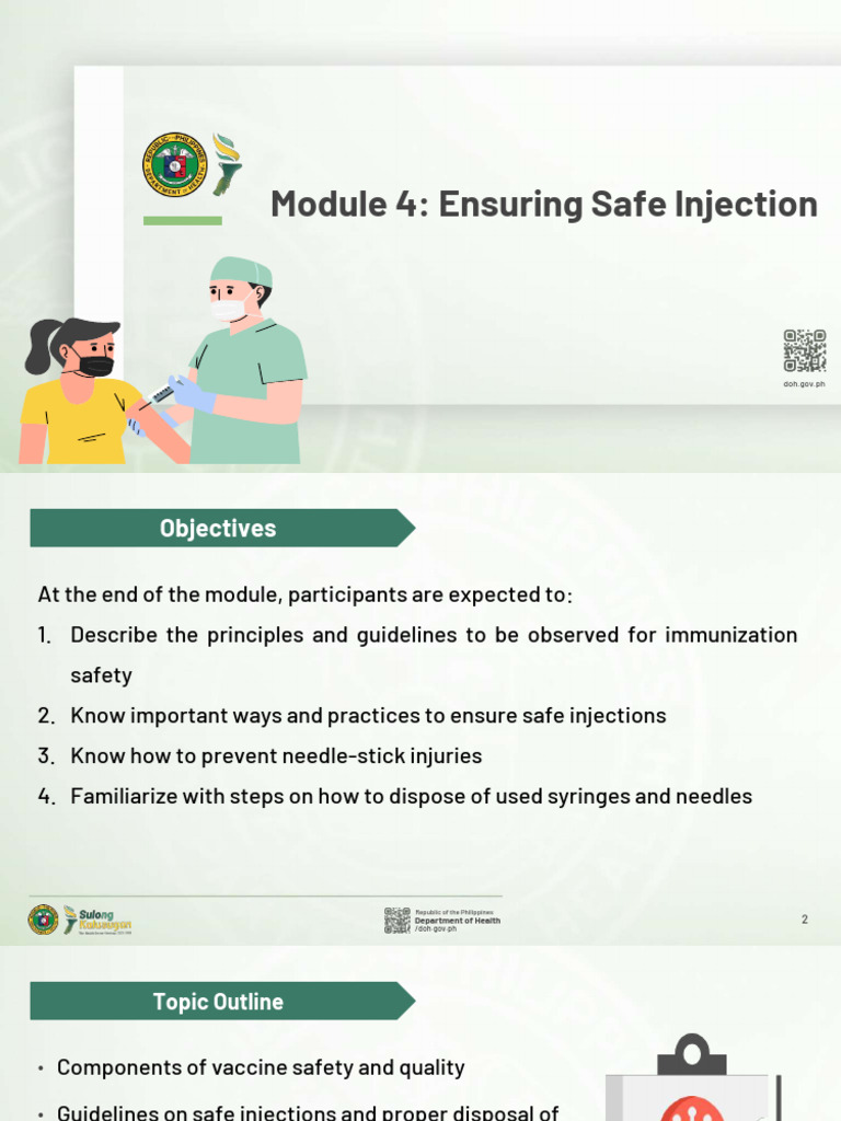 Module 4 - Ensuring Safe Injection | PDF | Injection (Medicine) | Syringe