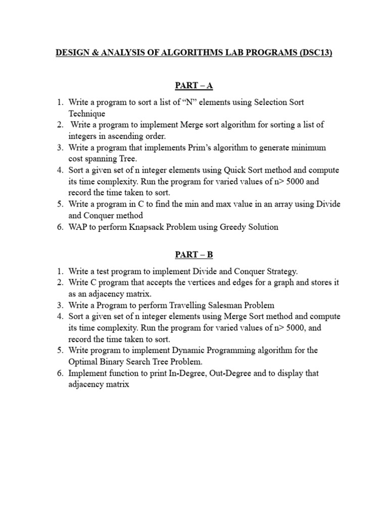 Daa Lab Programs | PDF Daa Lab Programs | PDF
