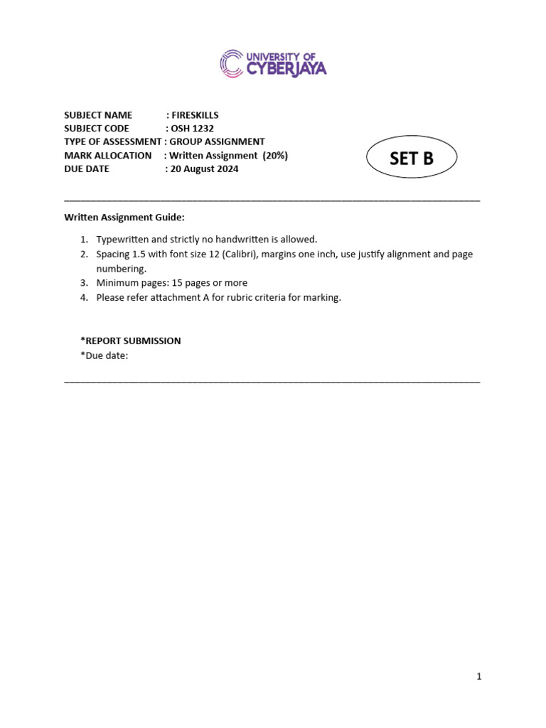 Cciph Dosh Osh 1232 Fire Skills - Assignment (20%) | PDF | Safety
