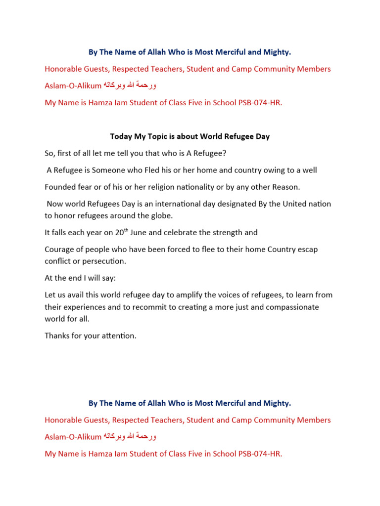 world refugees day topic | PDF | Refugee | Human Rights