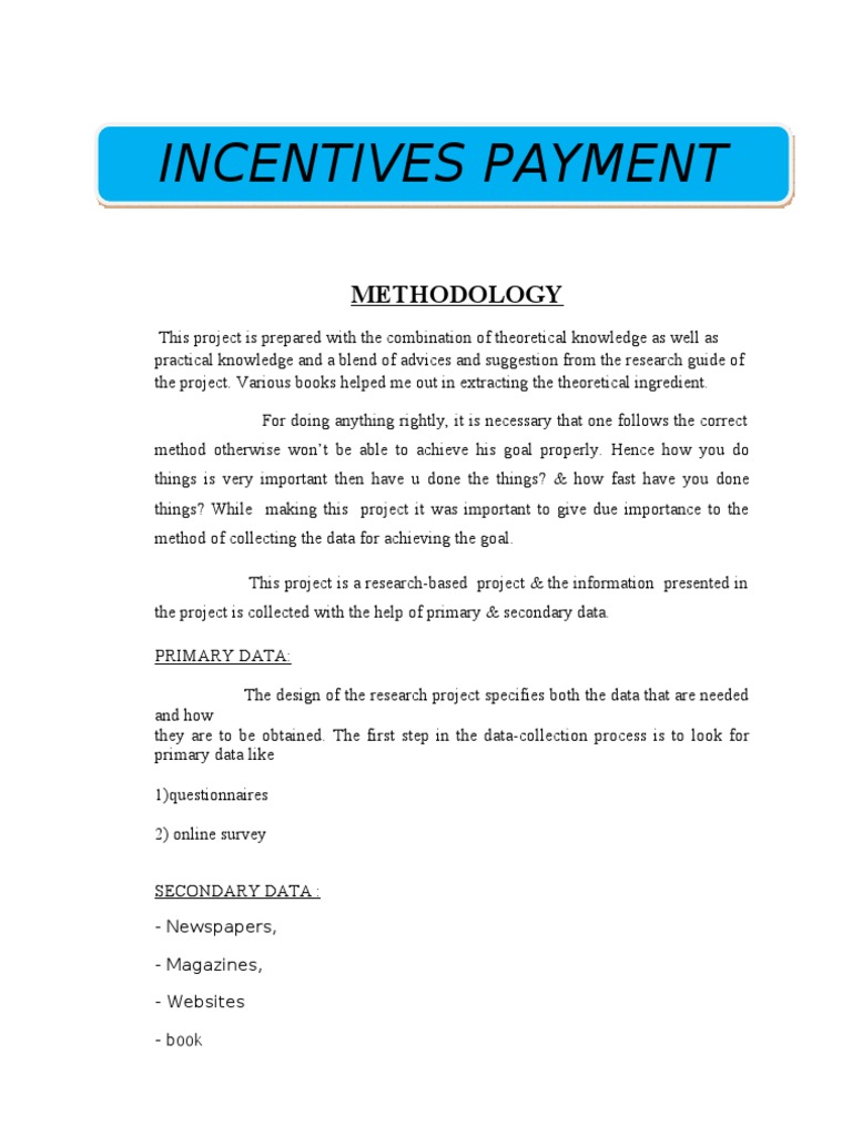 Incentives Payment: Methodology | Download Free PDF | Incentive | Welfare