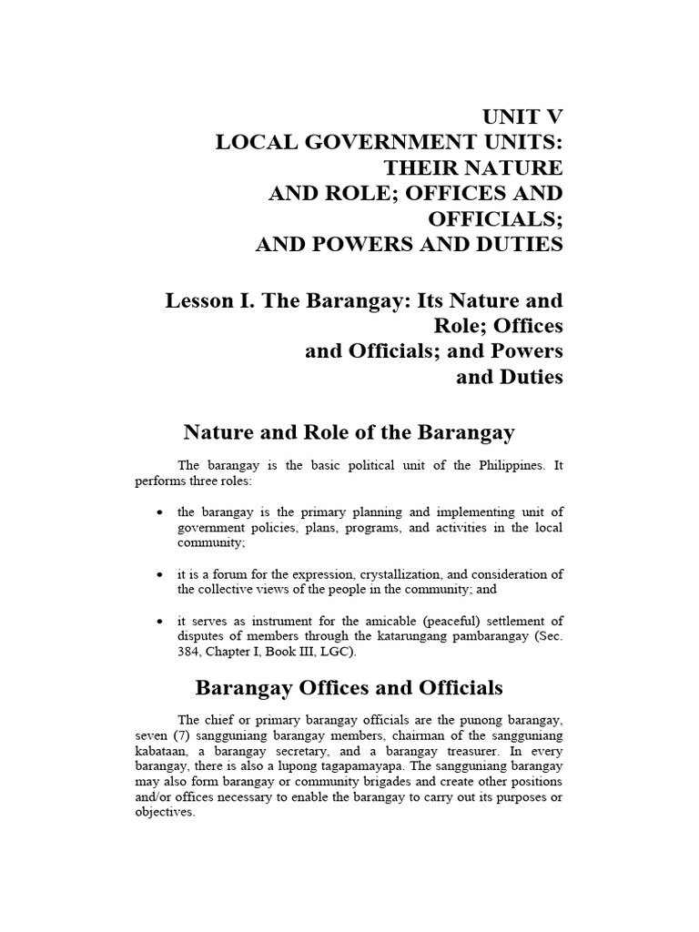 Unit 5 LGU Nature | PDF | Government