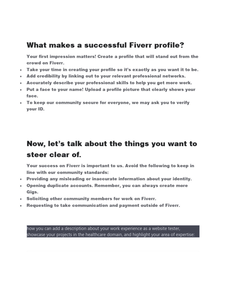 3what Makes A Successful Fiverr Profile | PDF | Usability | Health Care