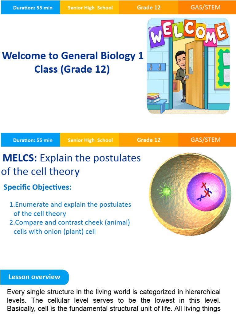 Gen Bio1 Lesson 1 | PDF | Cell (Biology) | Theory