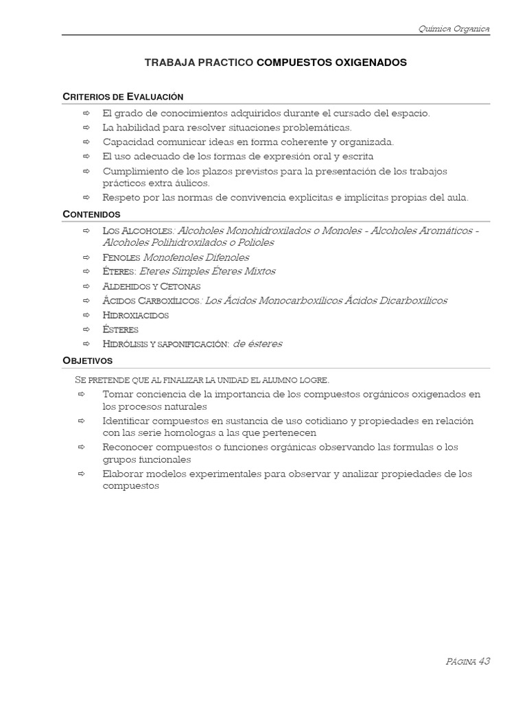Compuestos Oxigenados en Química Orgánica | PDF | Ester | Éter
