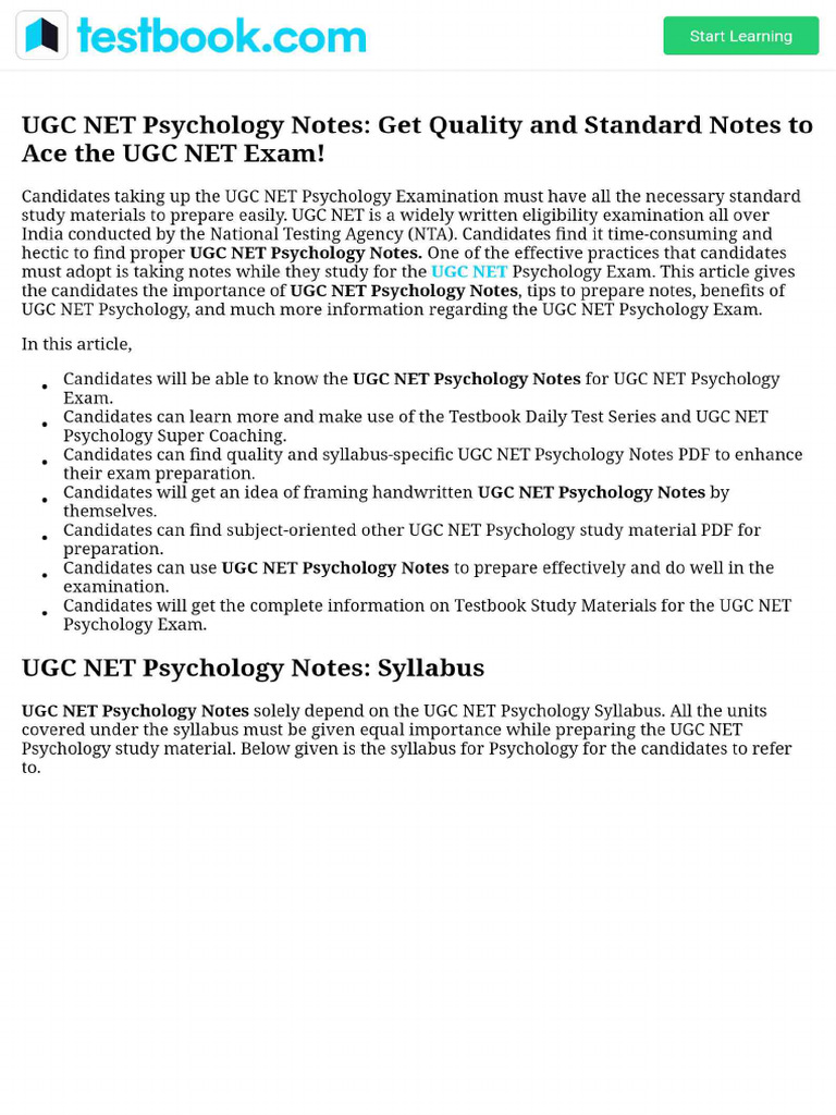 UGC NET Psychology Notes - Get Quality and Standard Notes To Ace The ...