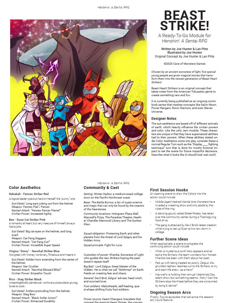 Beast Heart Strikers RPG Module | PDF