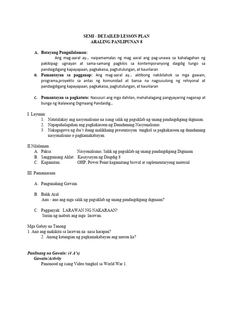 Detailed Lesson Plan Araling Panlipunan 9 Pagkonsumo | PDF