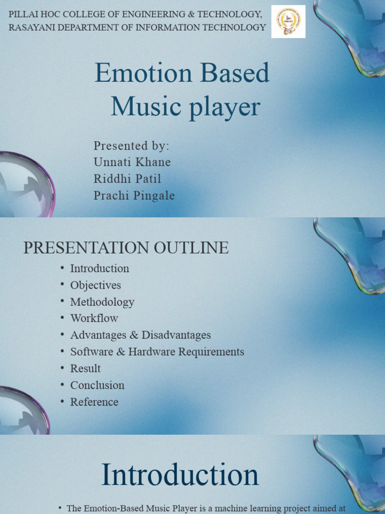 Emotion Based Music Player: Pillai Hoc College of Engineering & Technology, Rasayani Department ...