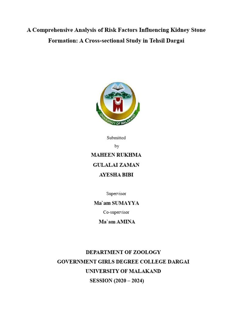 Kidney Stone Risk Factors in Dargai Study | PDF | Preventive Healthcare ...