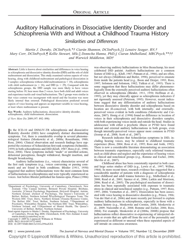 Auditory Hallucinations in Dissociative Identity Disorder and ...