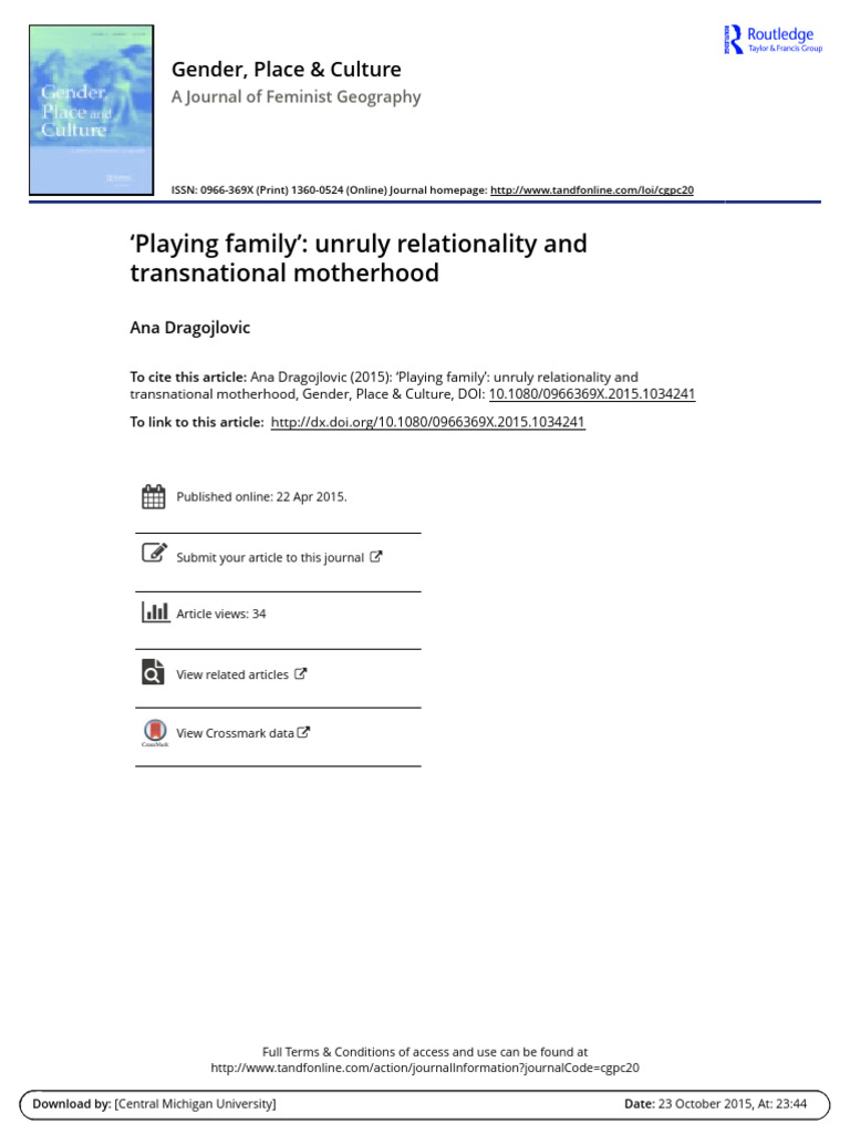 Playing Family': Unruly Relationality and Transnational Motherhood ...