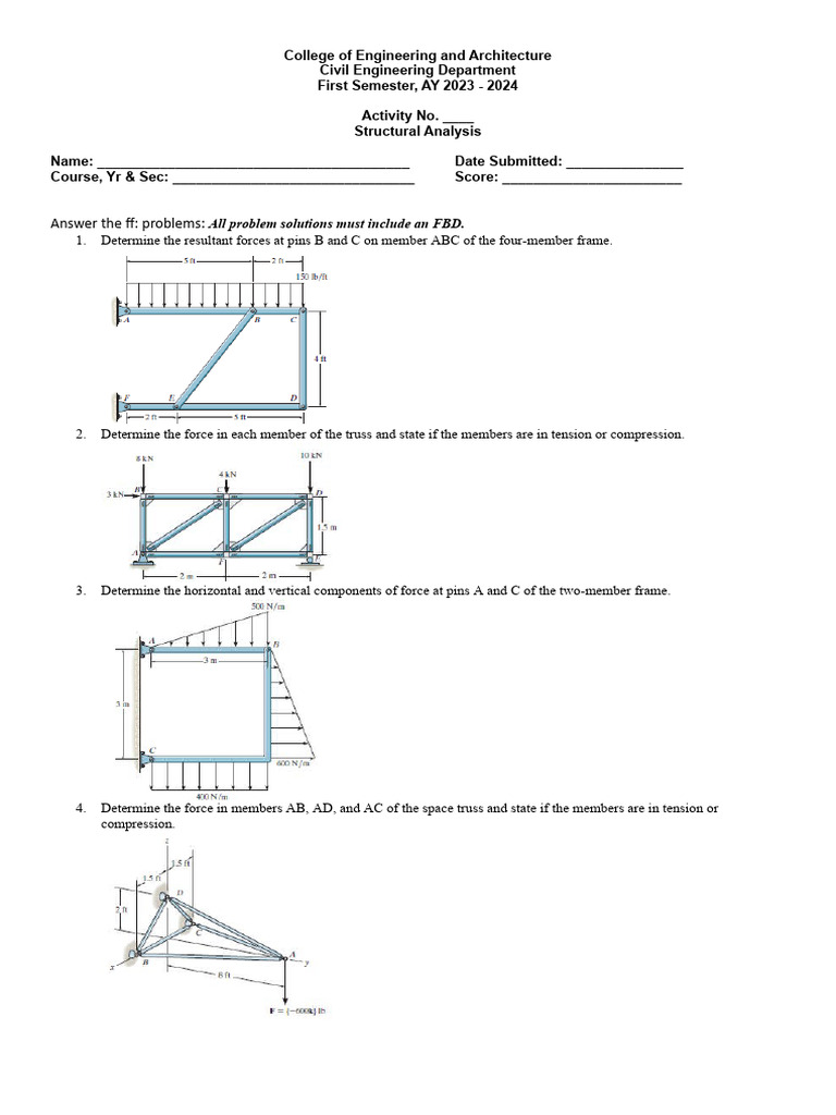Structural Analysis Problems for Civil Engineering | PDF