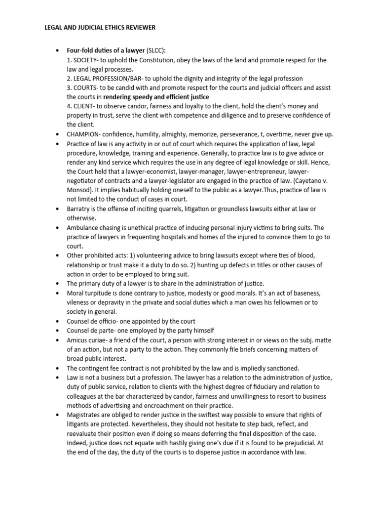 Ethics Reviewer | PDF | Lawyer | Practice Of Law