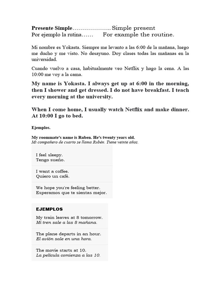 Presente Simple | PDF
