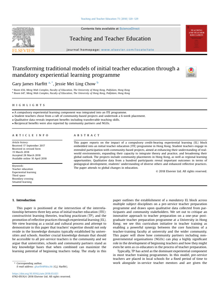Transforming Traditional Models Of Initial Teacher Education Pdf