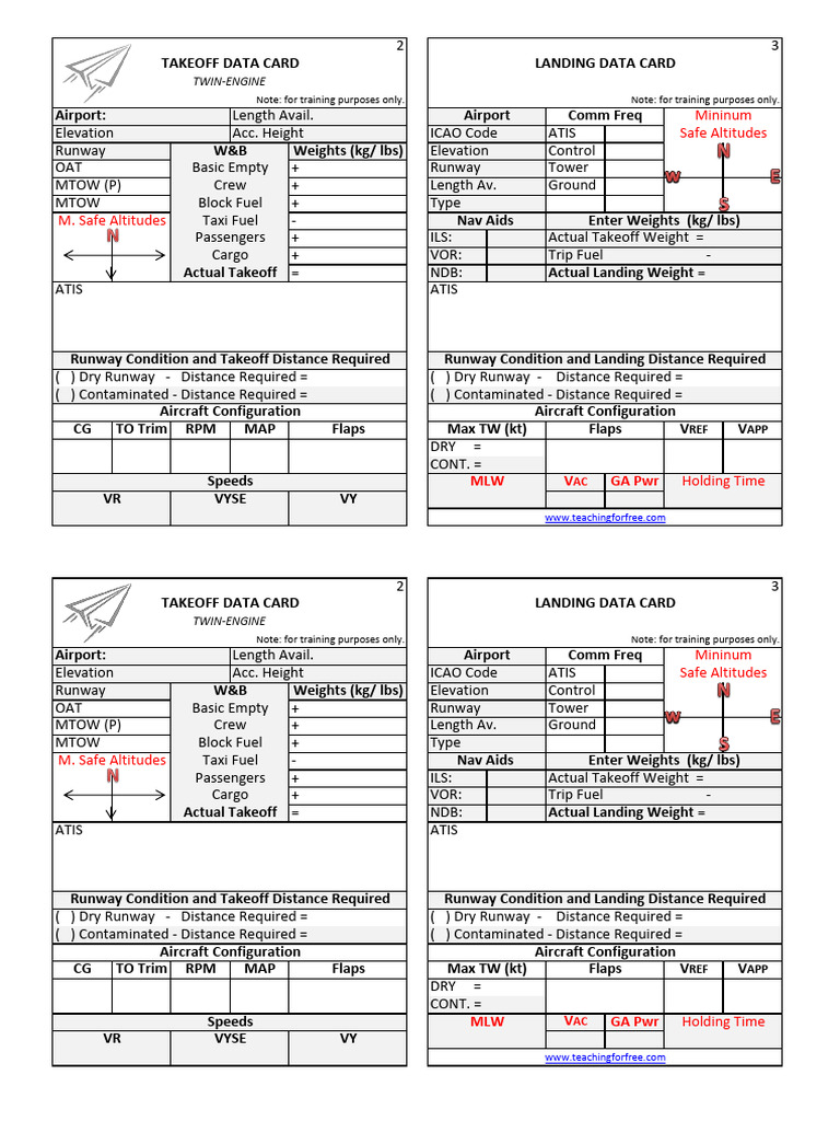 Data Cards TT4F - Twin-Engine | PDF | Runway | Takeoff