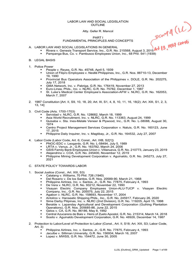 LLSL (Outline) - GRM - Updated1 | PDF | Employment | Apprenticeship