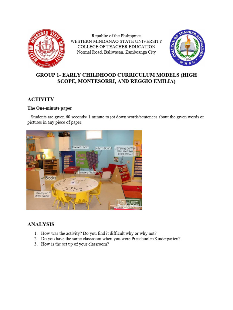 AS11 ECE10 Early Childhood Curriculum Models | PDF | Montessori ...