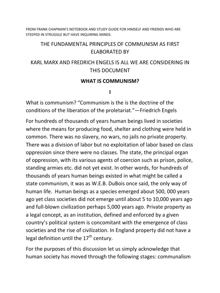 The Fundamental Principles of Communism As First Author Karl Marx ...