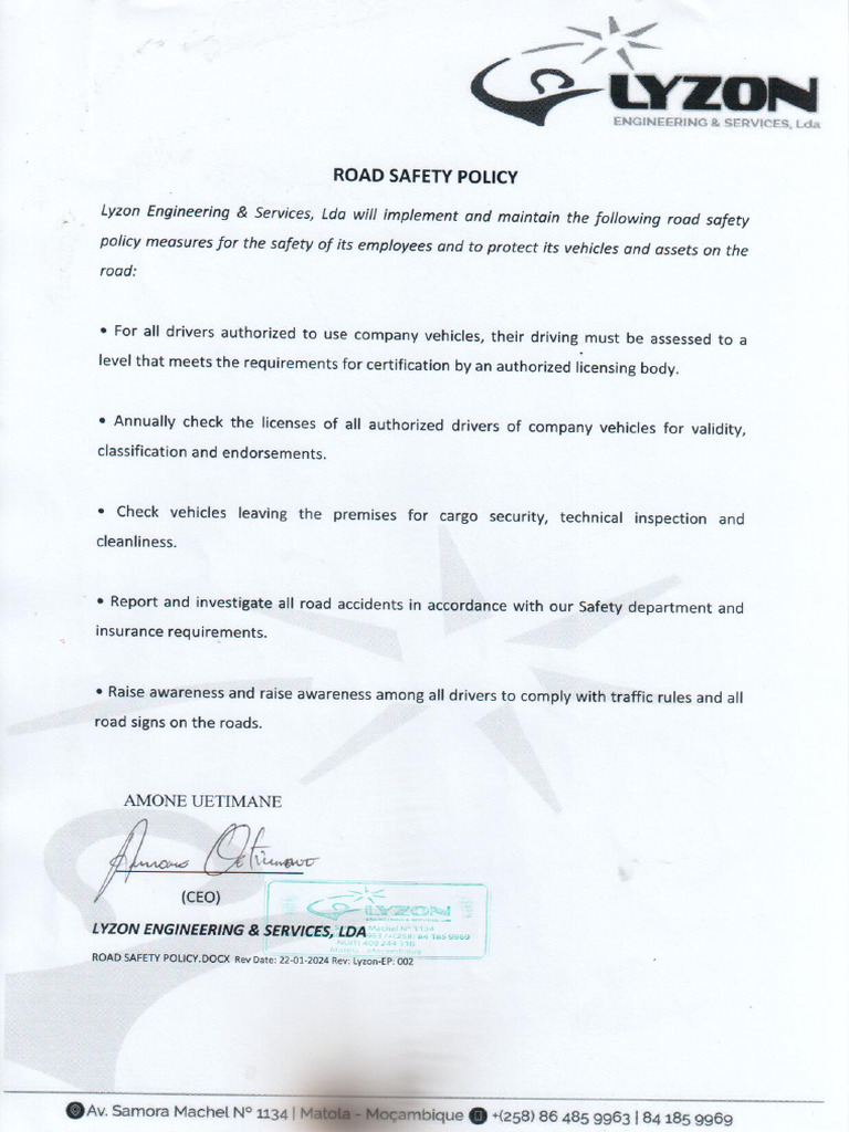 Road Safety Policy 2024 | PDF
