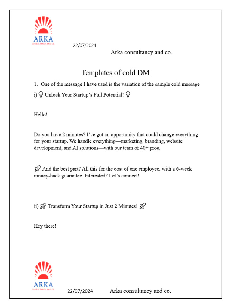 Templates of Cold DM | PDF | Career & Growth | Business