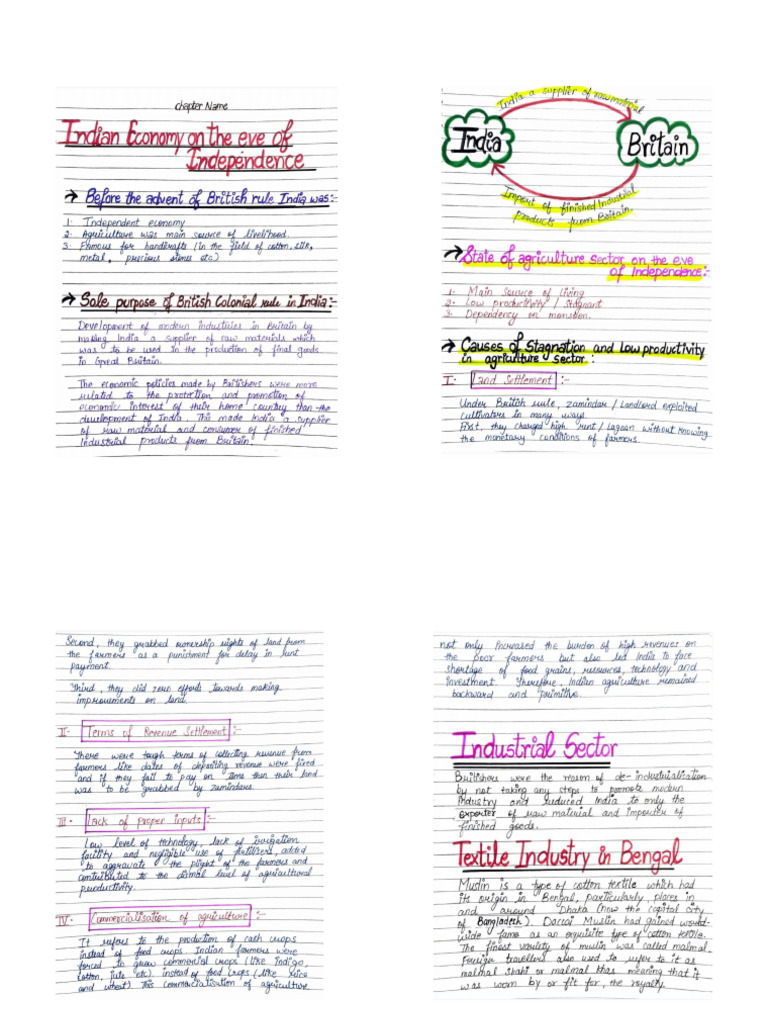 Notes Indian Economy Class 12 PDF | PDF