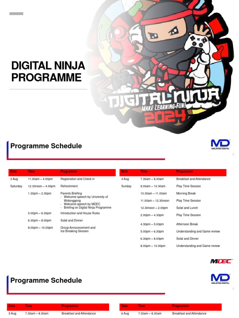 Digital Ninja Programme Schedule | PDF | Lunch | Dinner