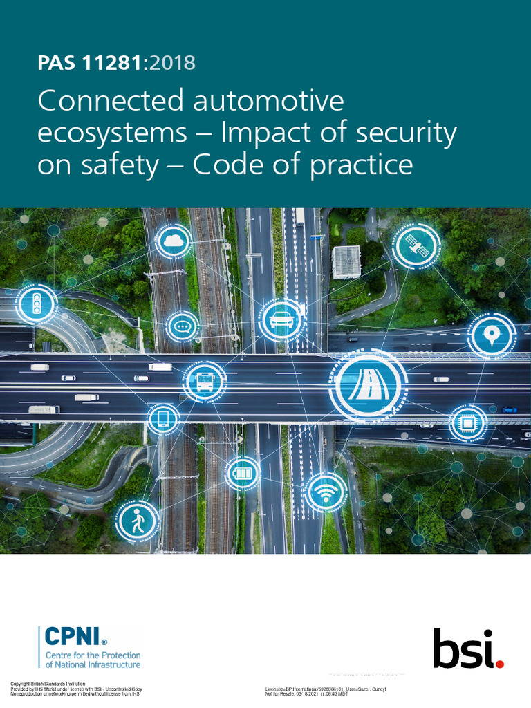 PAS 11281 2018 - Connected Car Autosystem | PDF | Risk | Computer Security