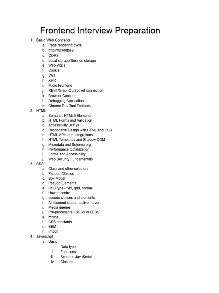 Frontend Interview Preparation | PDF | Computing | Software