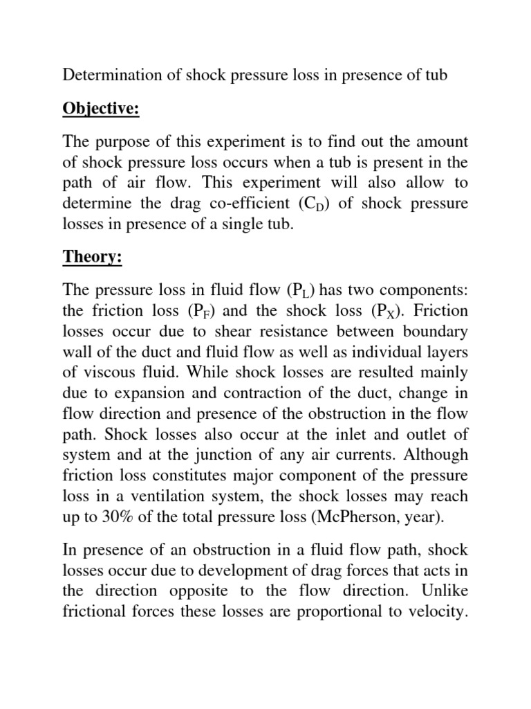 Shock Pressure Loss | PDF | Drag (Physics) | Force