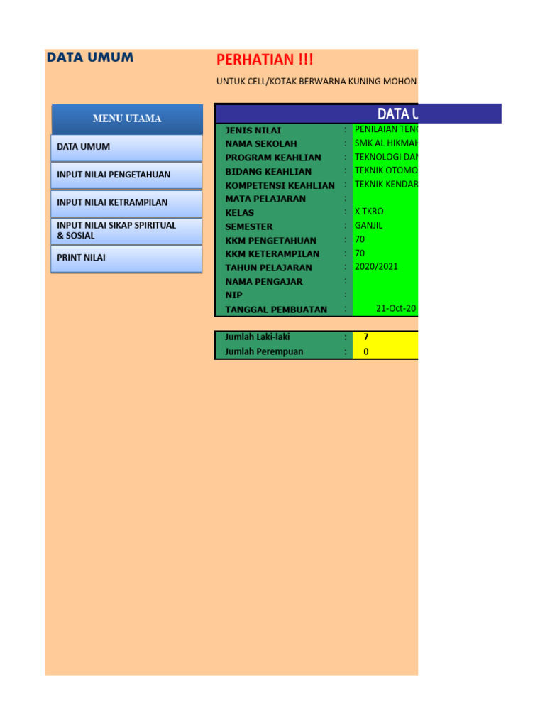 Data Nilai SMK Al Hikmah 2020/2021 | PDF