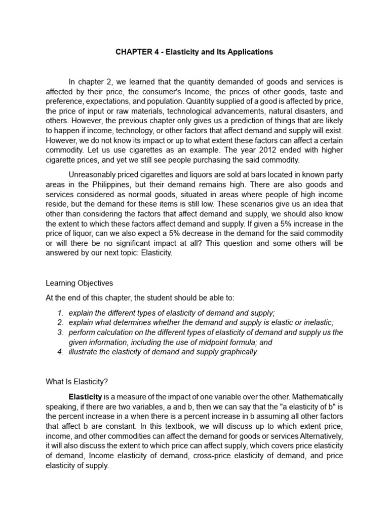 CHAPTER 4 - Elasticity and Its Application | PDF | Elasticity (Economics) | Demand