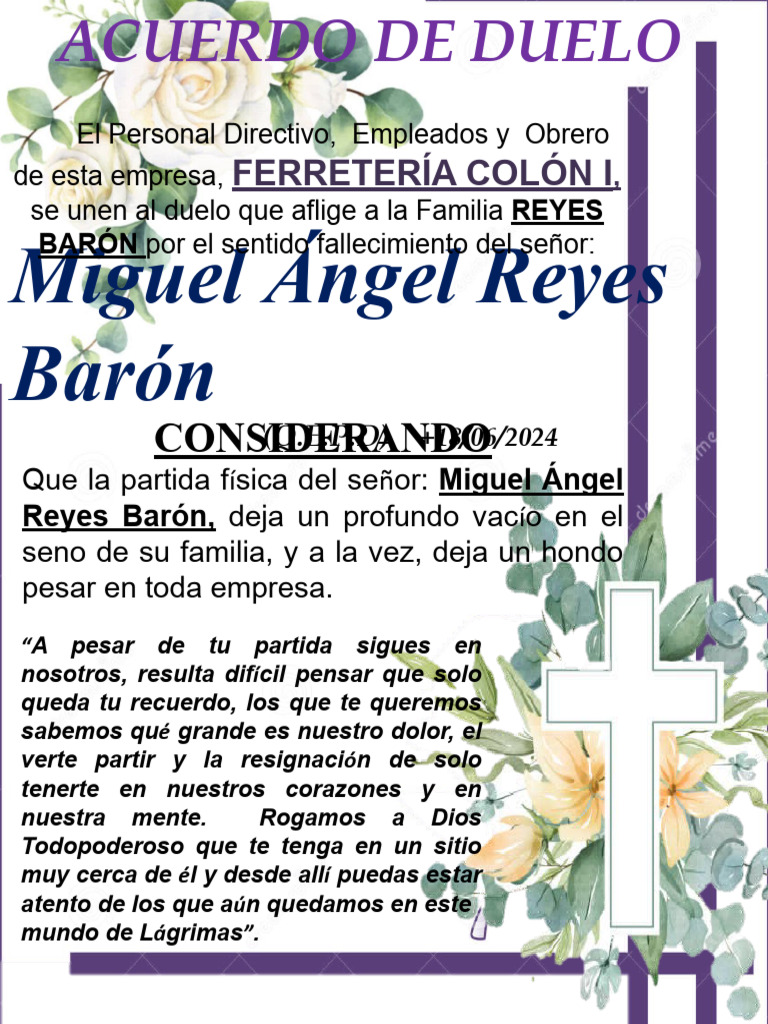 Homenaje a Miguel Reyes Barón (Q.E.P.D) | PDF
