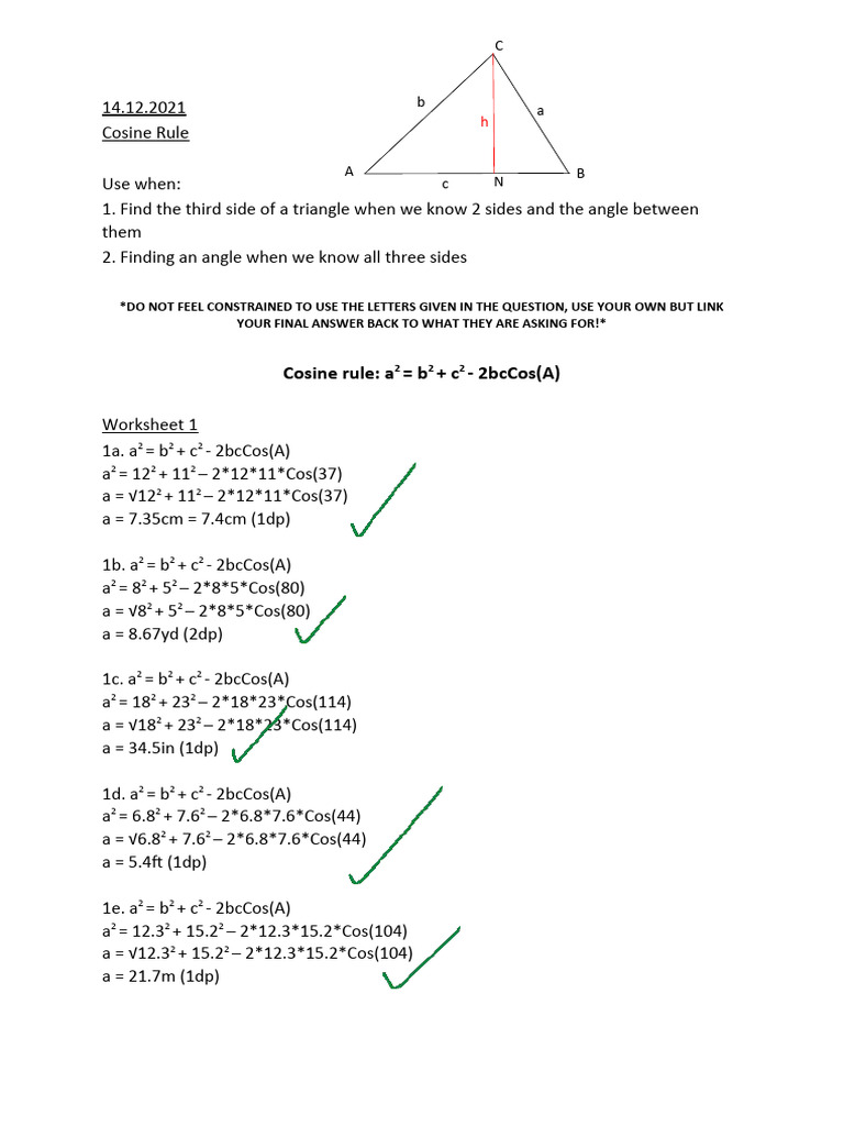 Cosine Rule | PDF