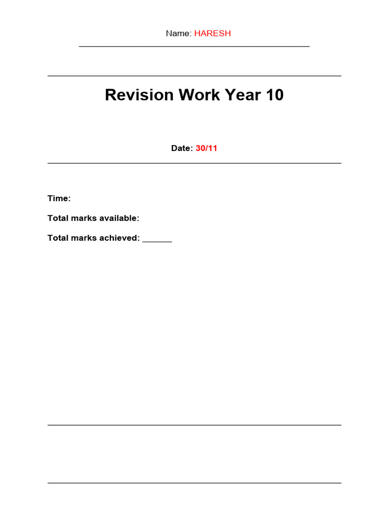 Year 10 Revision Math Questions | PDF | Planets | Factorization