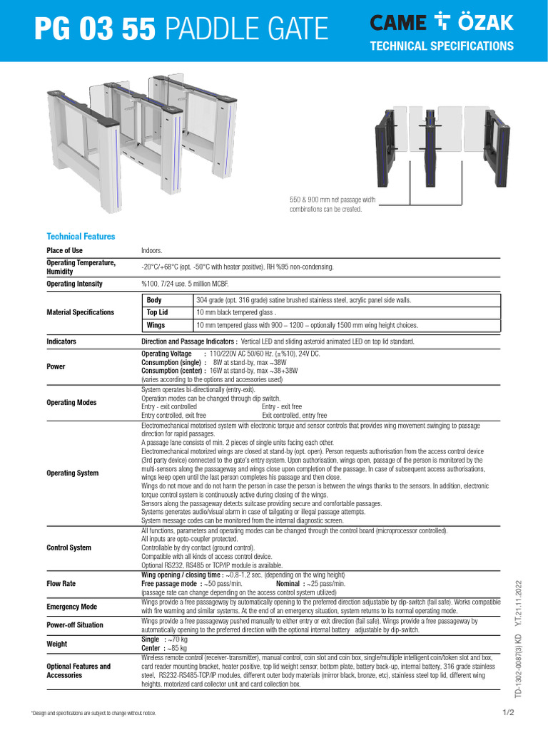 TD-1302-0087 - 3 PG 03 55 Paddle Gate Technical Specifications | PDF ...