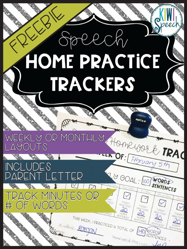 Speech Homework Home Practice Tracker Freebie | PDF | Human Communication