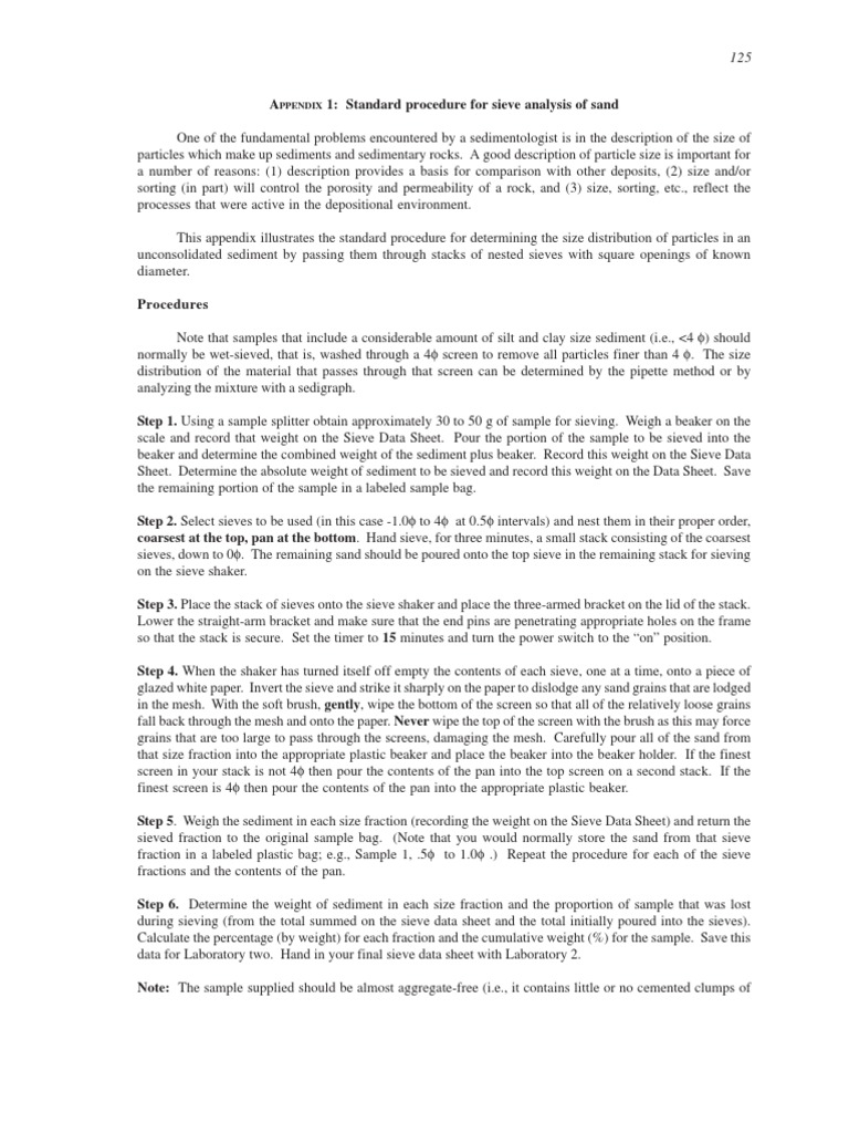 Sieve Analysis Procedure for Sand | PDF | Sedimentary Rock | Reynolds ...