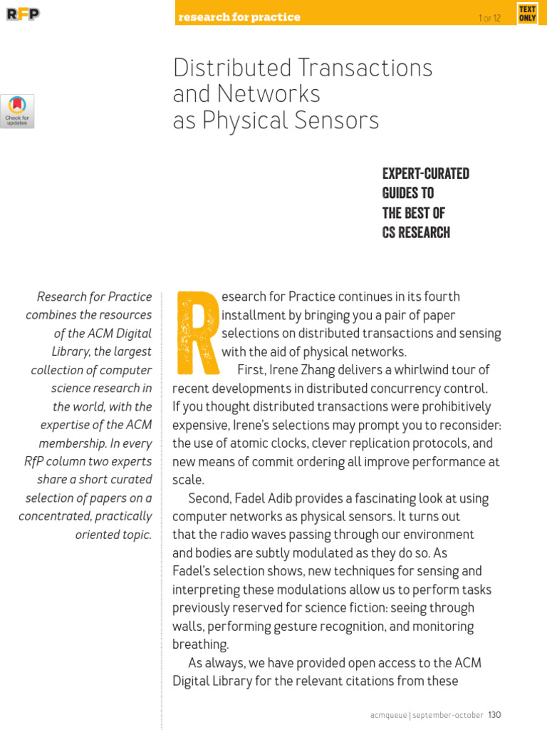 Distributed Transactions and Networks As Physical Sensors: Expert ...