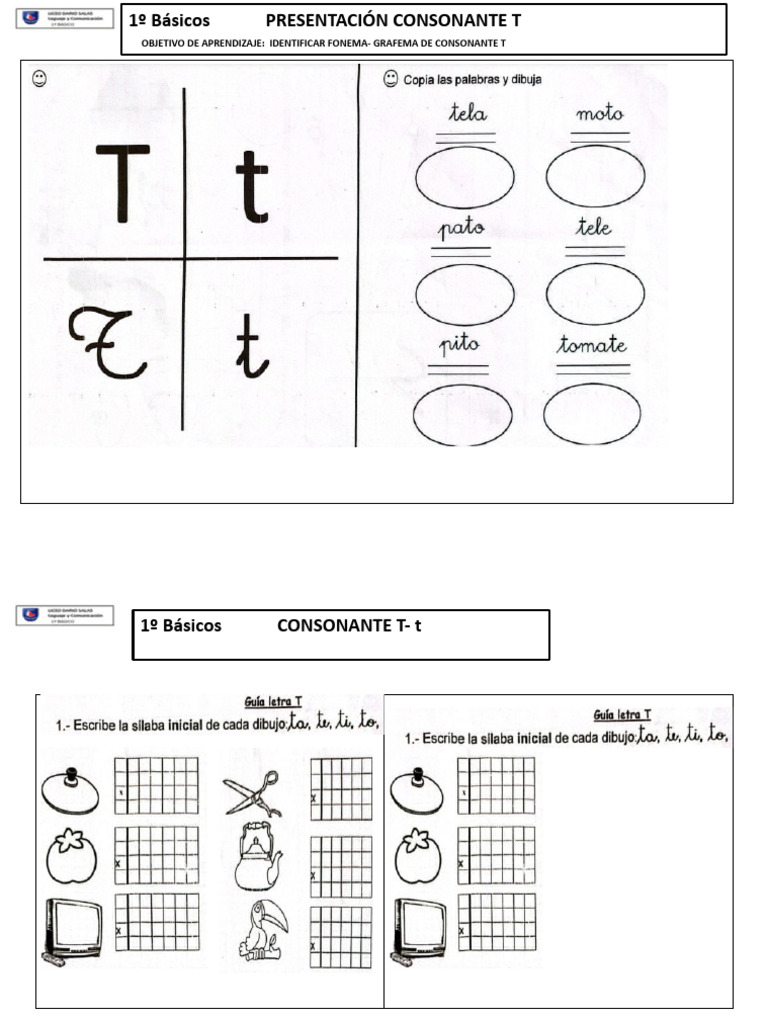 Aprendiendo la Consonante T | PDF