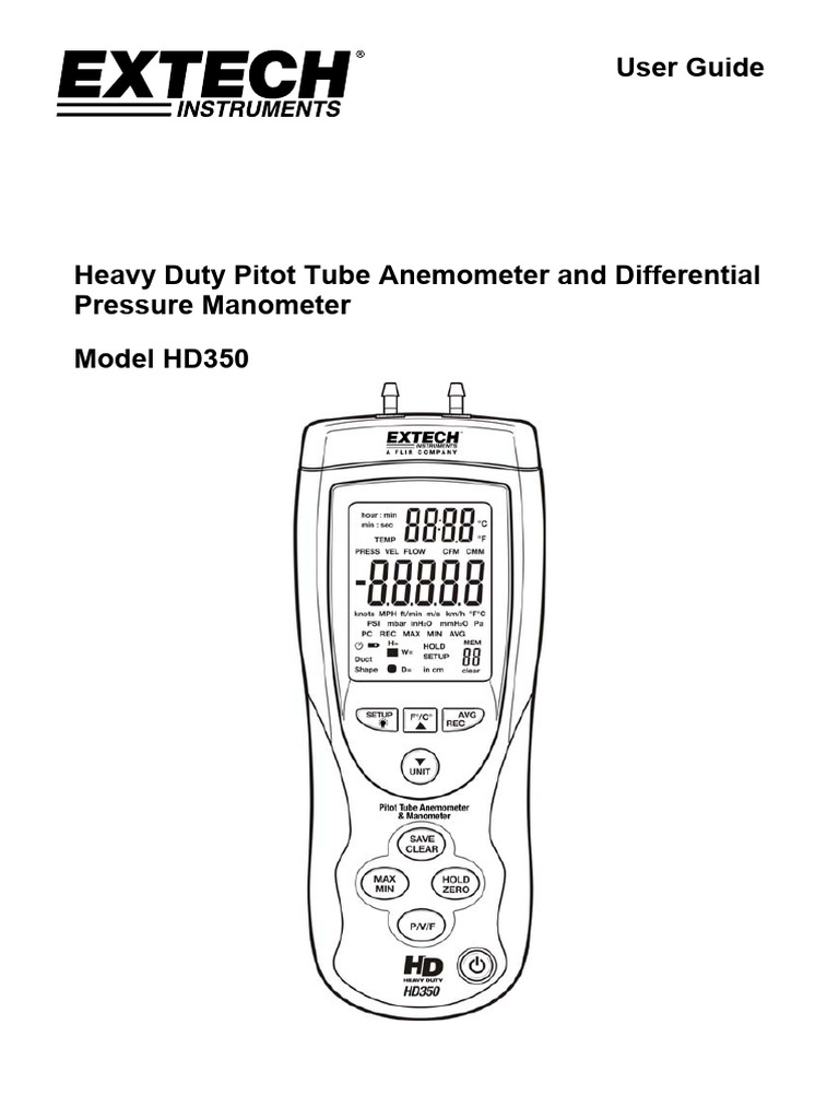 Extech HD350 Manual | PDF | Pressure Measurement | Pressure