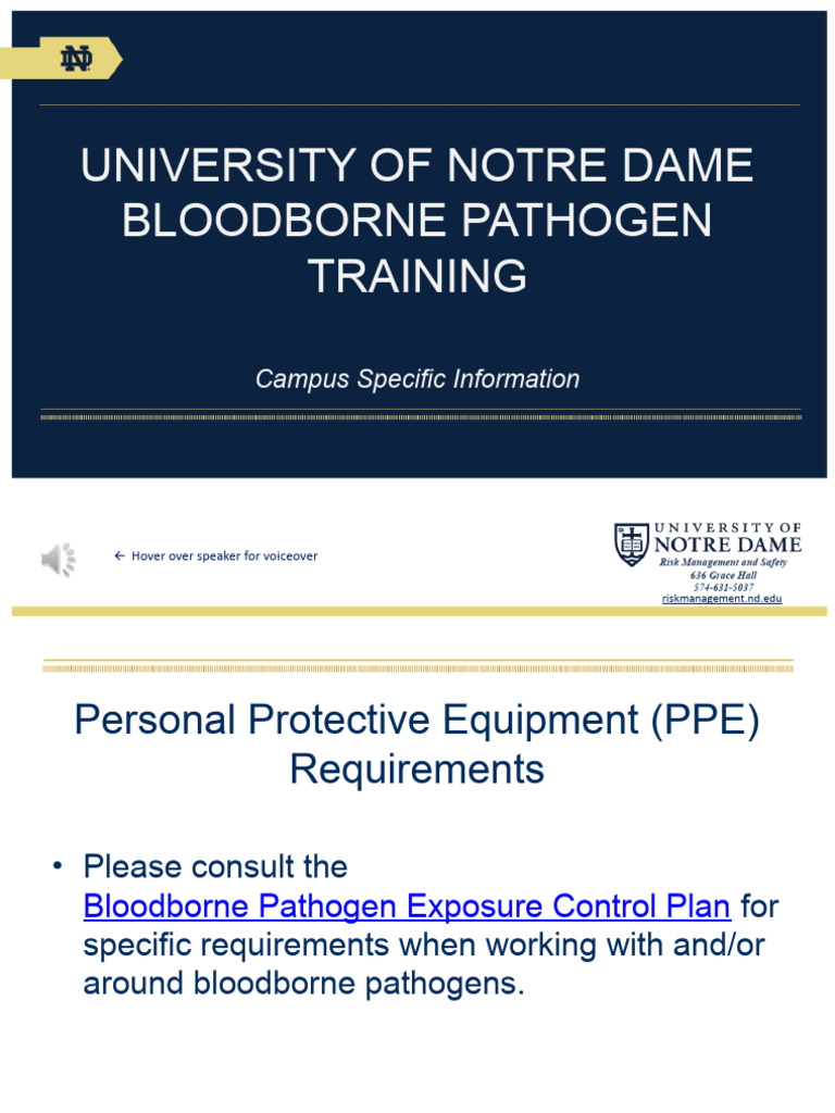 Notre Dame Bloodborne Pathogen Training | PDF | Epidemiology | Health Care